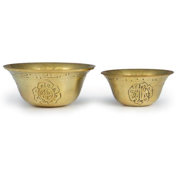 Brass carved Water Offering Bowl (Tings) ~ Set of 7pcs THE BUDDHIST SHOP